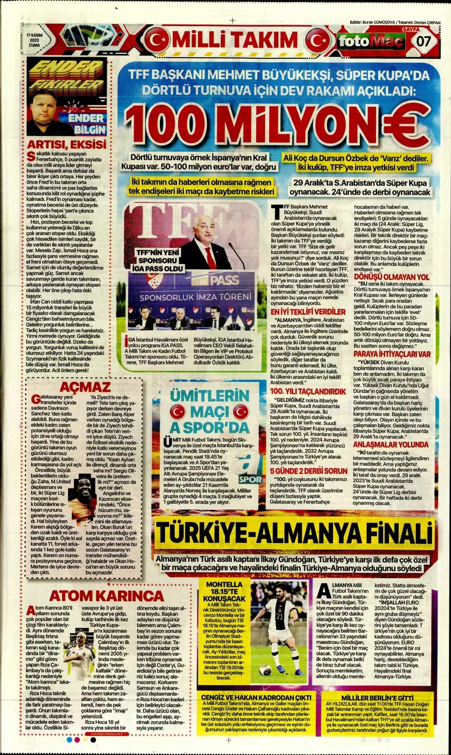 "Arda Güler, Baljic sendromu yaşıyor" | Sporun manşetleri (17 Kasım ...