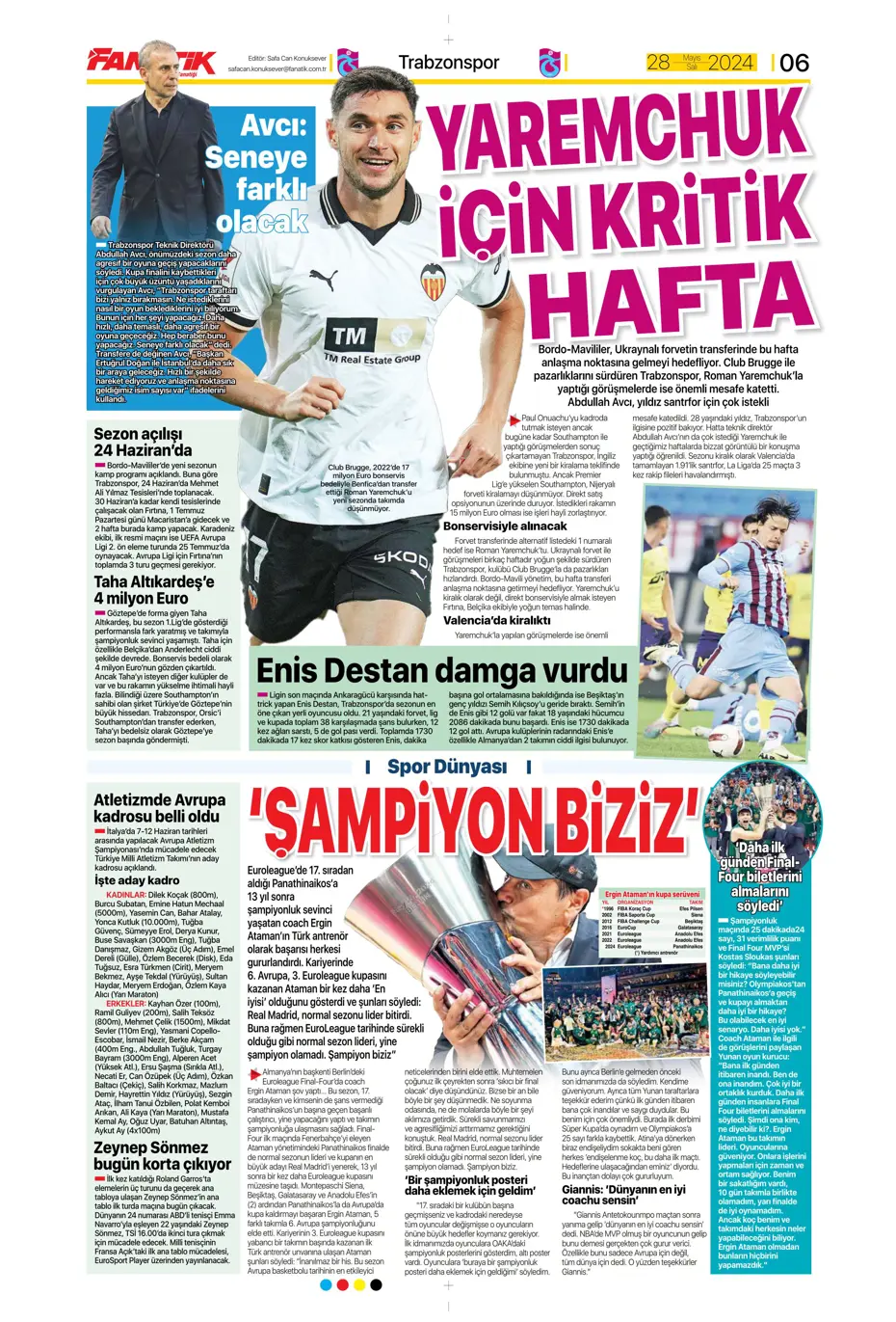 "Fenerbahçe'nin büyük hayali Karim Benzema" | Sporun manşetleri (28 ...
