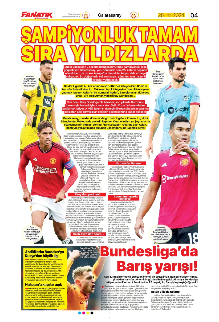 "Fenerbahçe'nin büyük hayali Karim Benzema" | Sporun manşetleri (28 ...