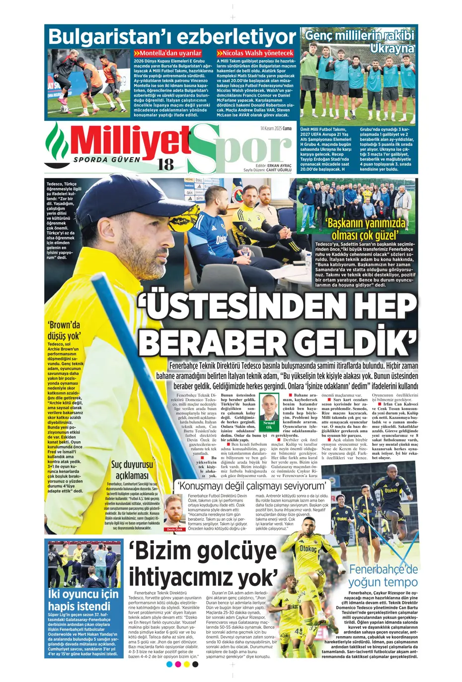 "Sergen varsa ben yokum" | Sporun manşetleri | NTVSpor